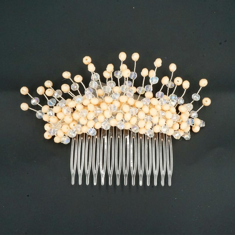 Broche cheveux rose saumon, MODÈLE Peigne en cristal