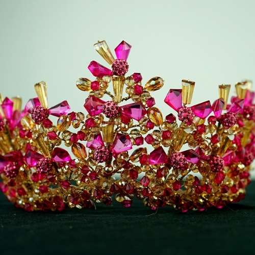 Couronne mariée rose/doré modèle classique